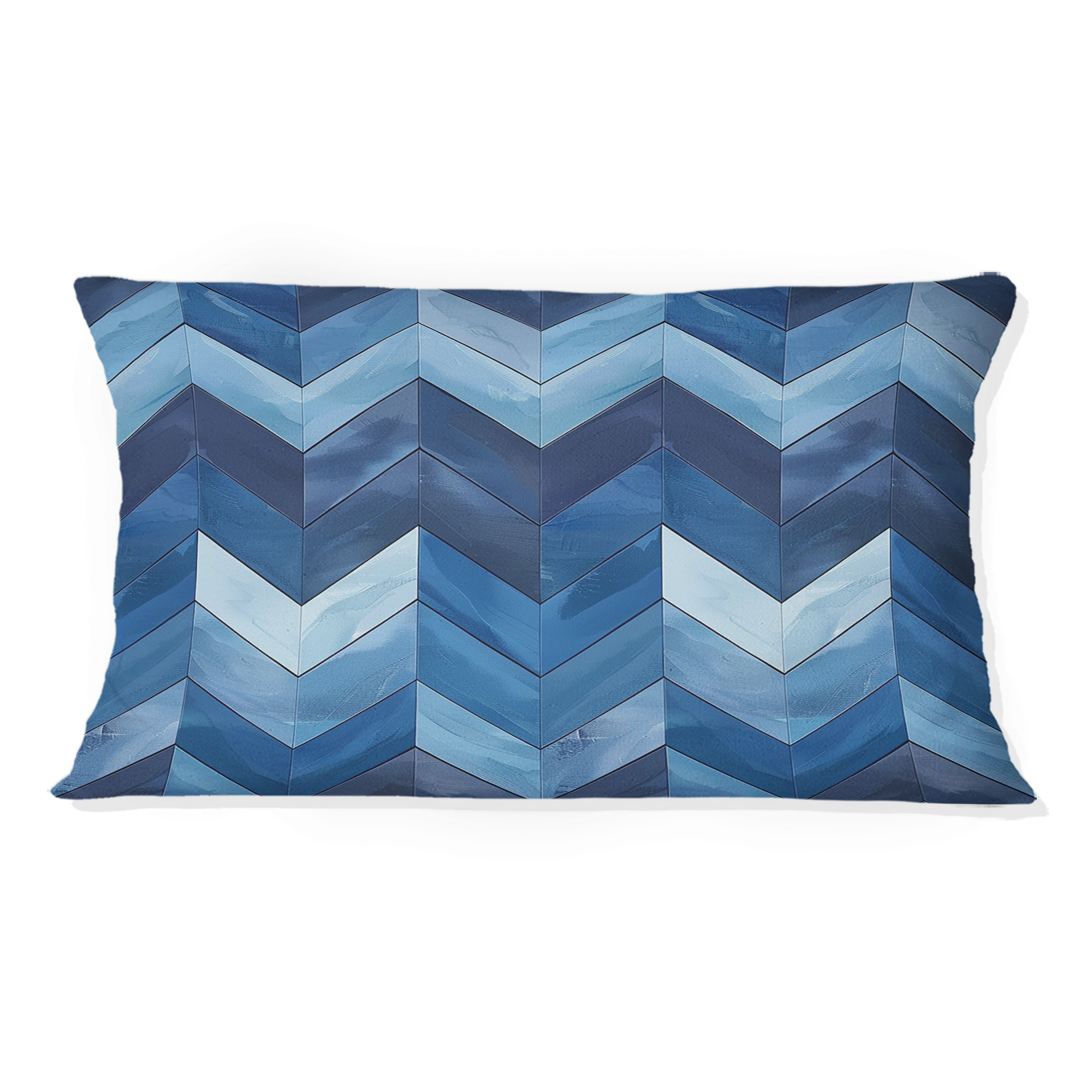Design Art Blue Chevon Pattern Dreams II - Modern Lumbar Pillow | Wayfair