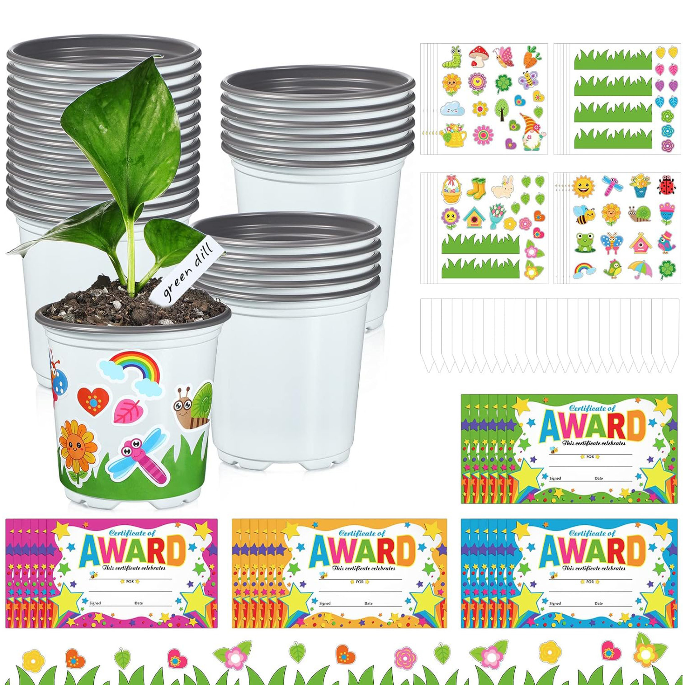 Arlmont & Co. 24 Pack Garden Plastic Pot Craft Kit 24 Nursery Pots with ...