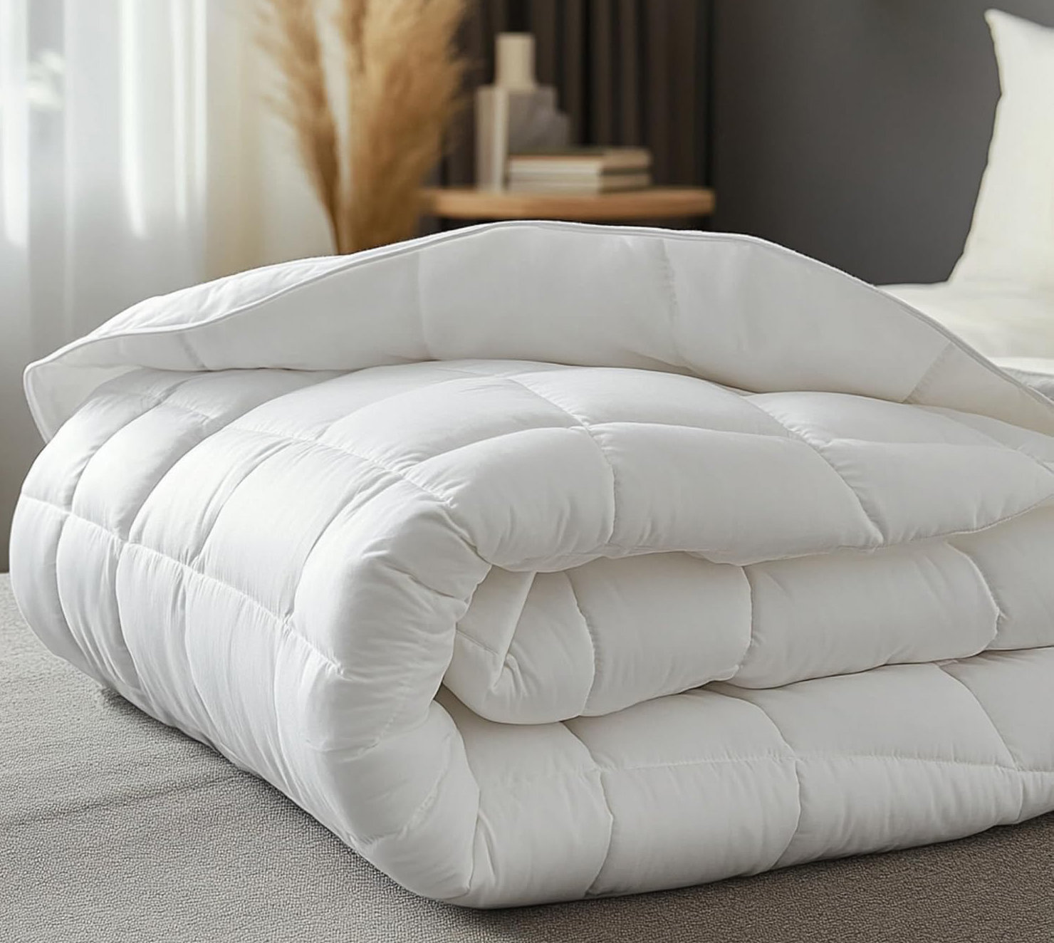 Hokku Designs Feather Down Fiber Comforter,Ultra-Soft Lightweight Tencel Lyocell Cotton Blend ...