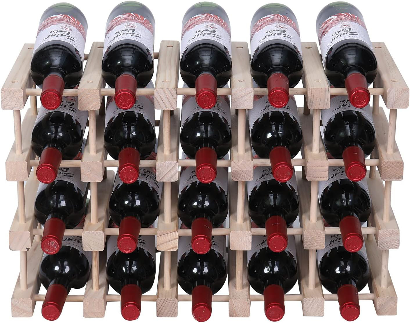 Prep & Savour Boldman 20 Bottle Solid Wood Tabletop Wine Bottle Rack in ...