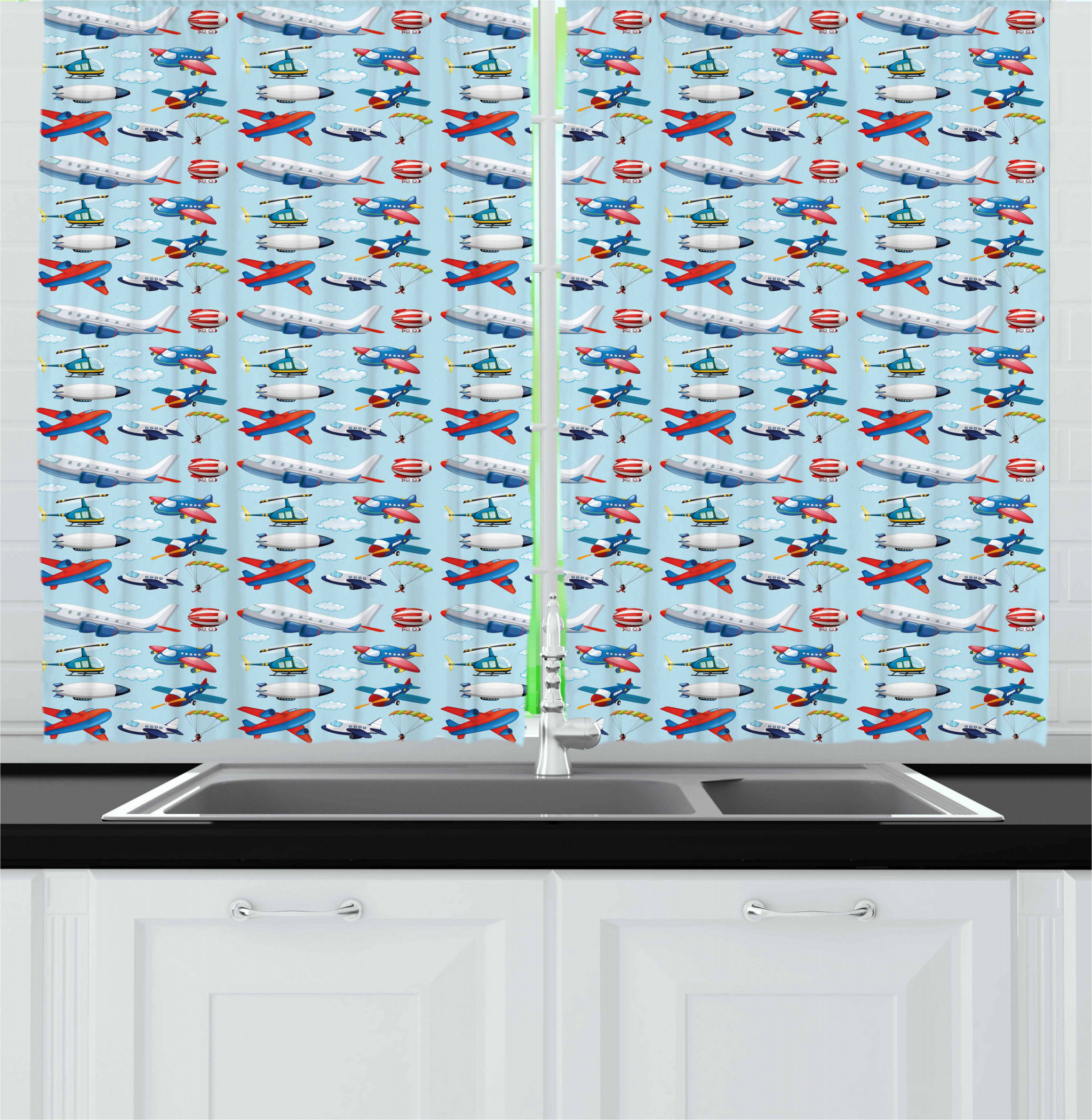 Ambesonne Airplane Kitchen Curtain | Wayfair