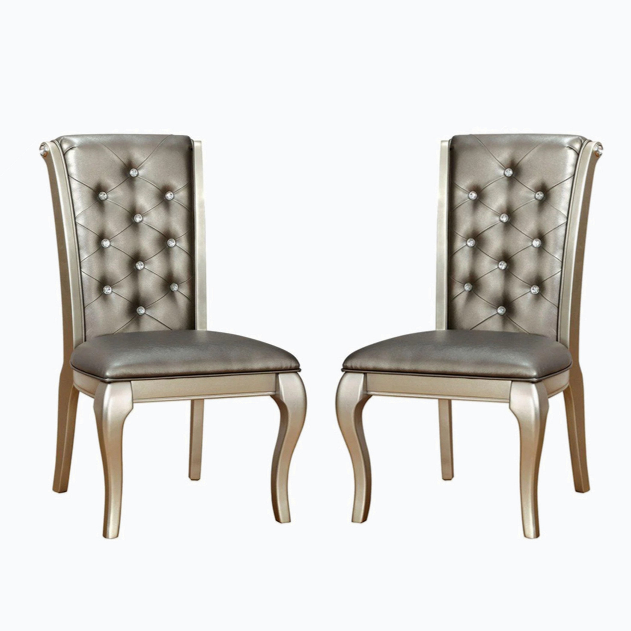 Wenty Set Of 2 Faux Leather Upholstered Side Chairs In Champagne | Wayfair