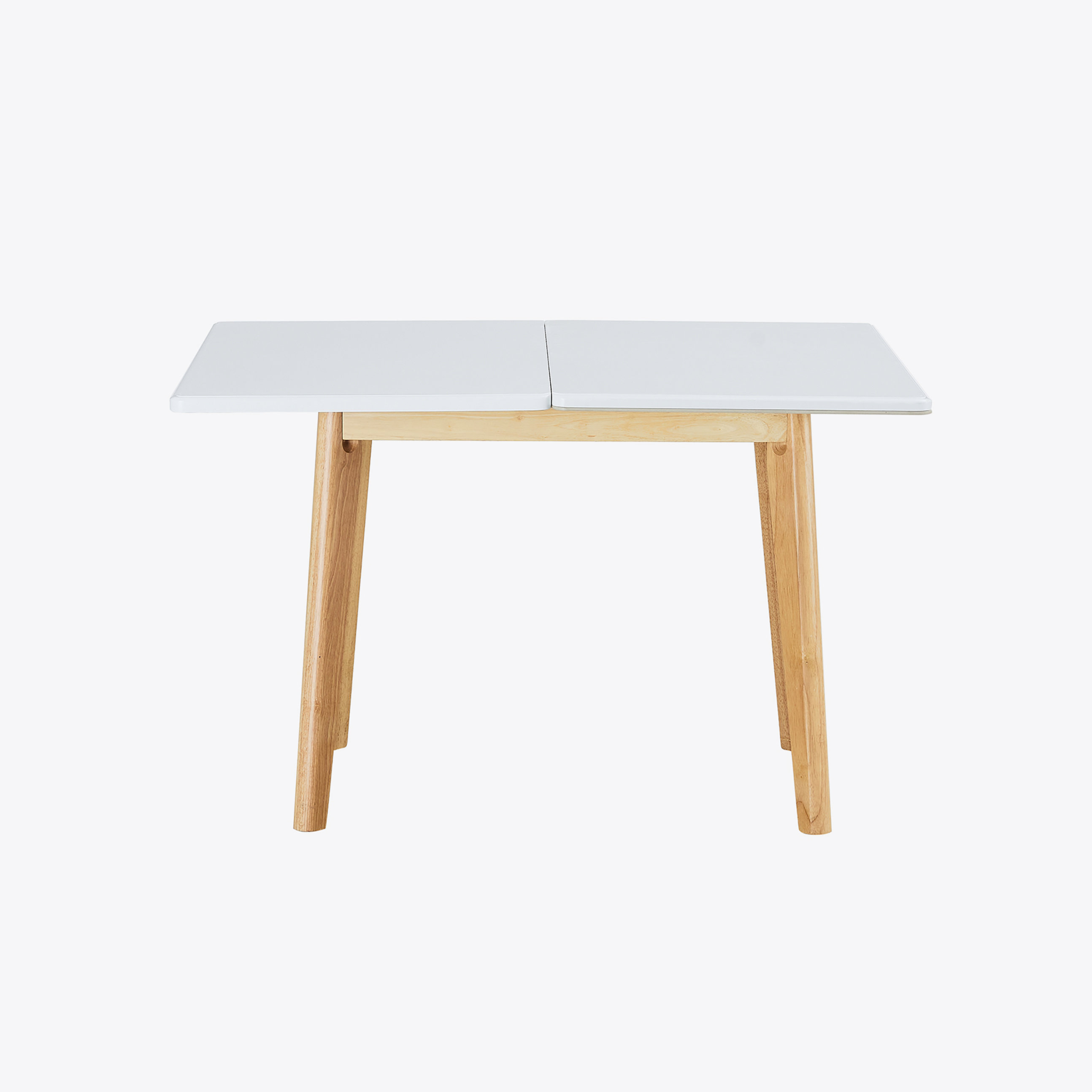 Ivy Bronx White sintered stone tabletop with rubber wooden legs ...