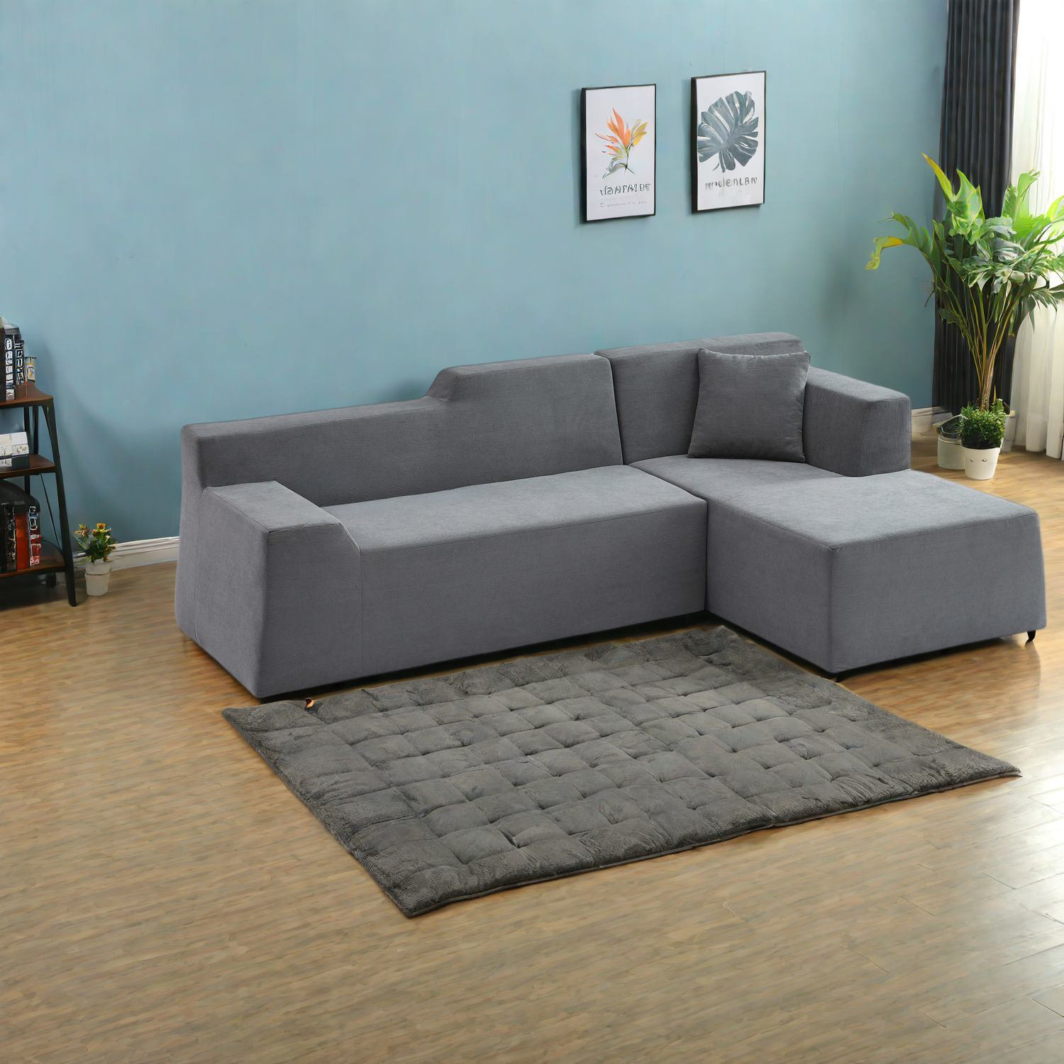 Wrought Studio™ Modern L-shaped High Back Corduroy Sofas, For Spacious ...