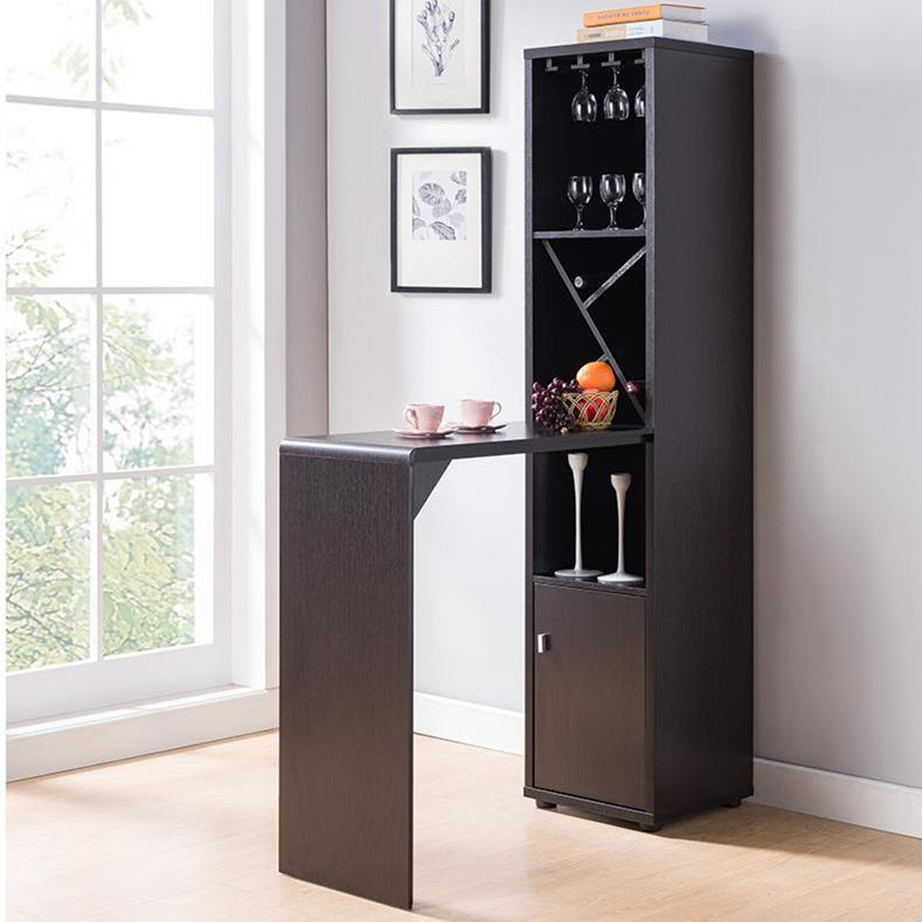 Ebern Designs Bar Cabinet, Extended Table Kitchen Cabinet with Wine ...