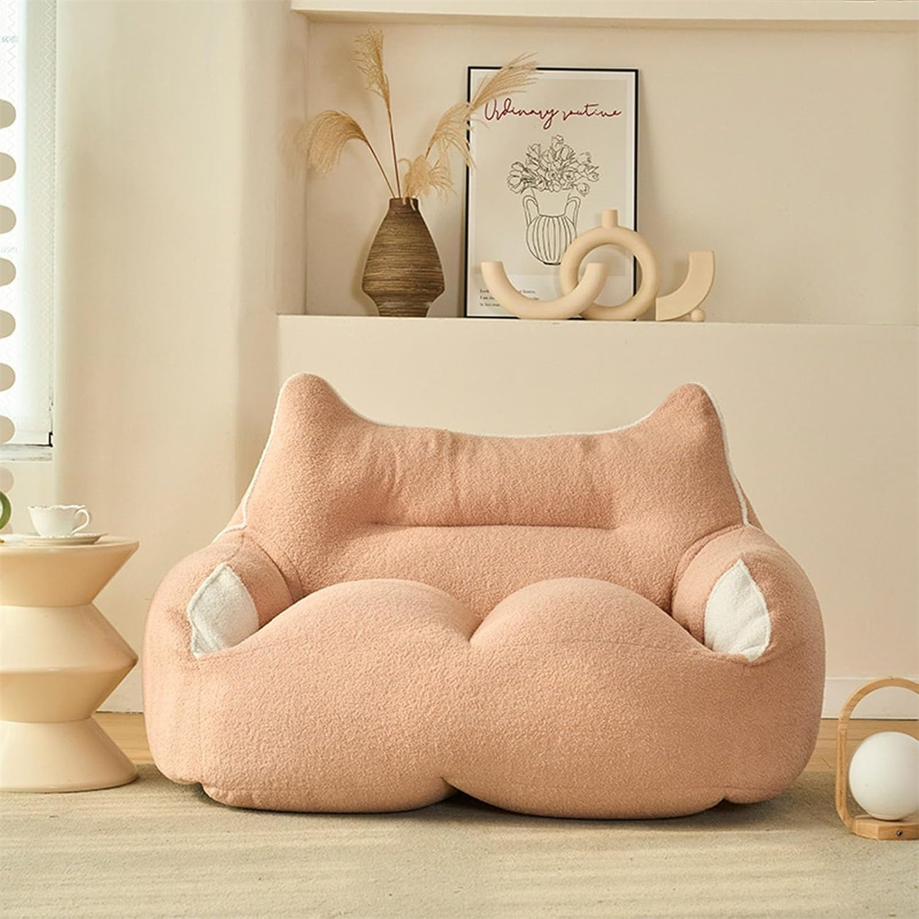 Trule Chinchilla Lazy Sofa Giant Bean Bag Chair With Armrests, Bean Bag ...