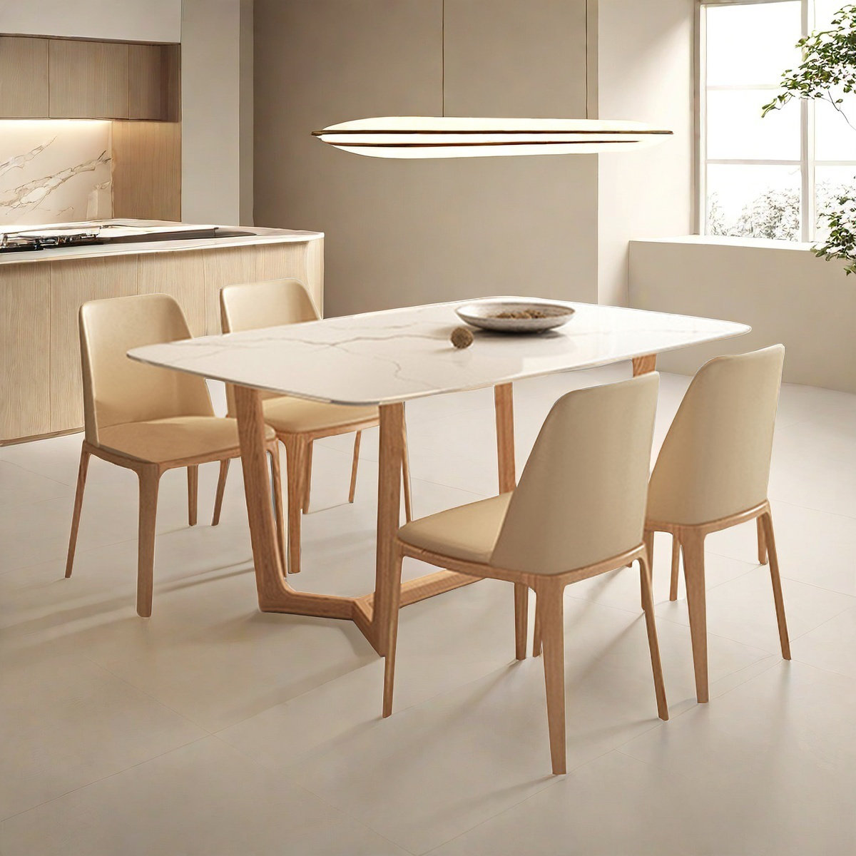 HEshihome Modern White Bright Sinterd Stone Dining Table Set - Wayfair ...