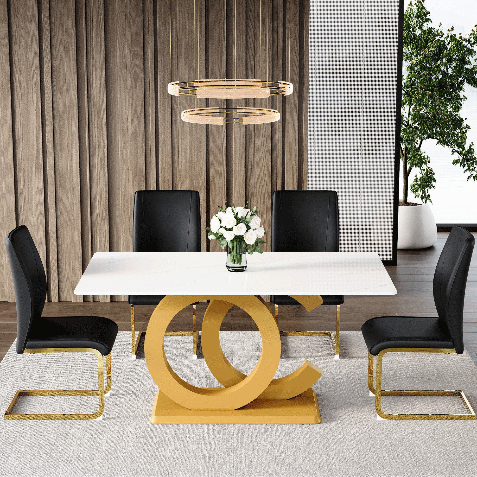 Mercer41 Subtle Luxury Table And Chair Configuration - Pu Chairs ...