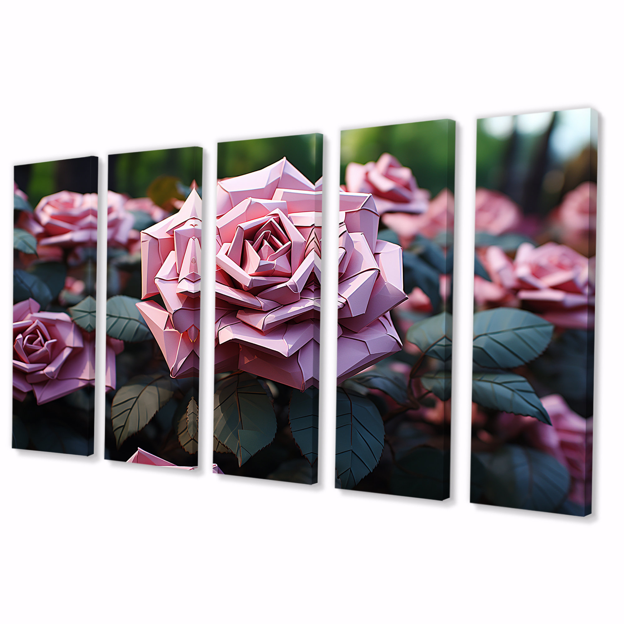 Lark Manor™ Floral Rhythmic Radiance - Abstract Geometric 5 Piece Wall ...