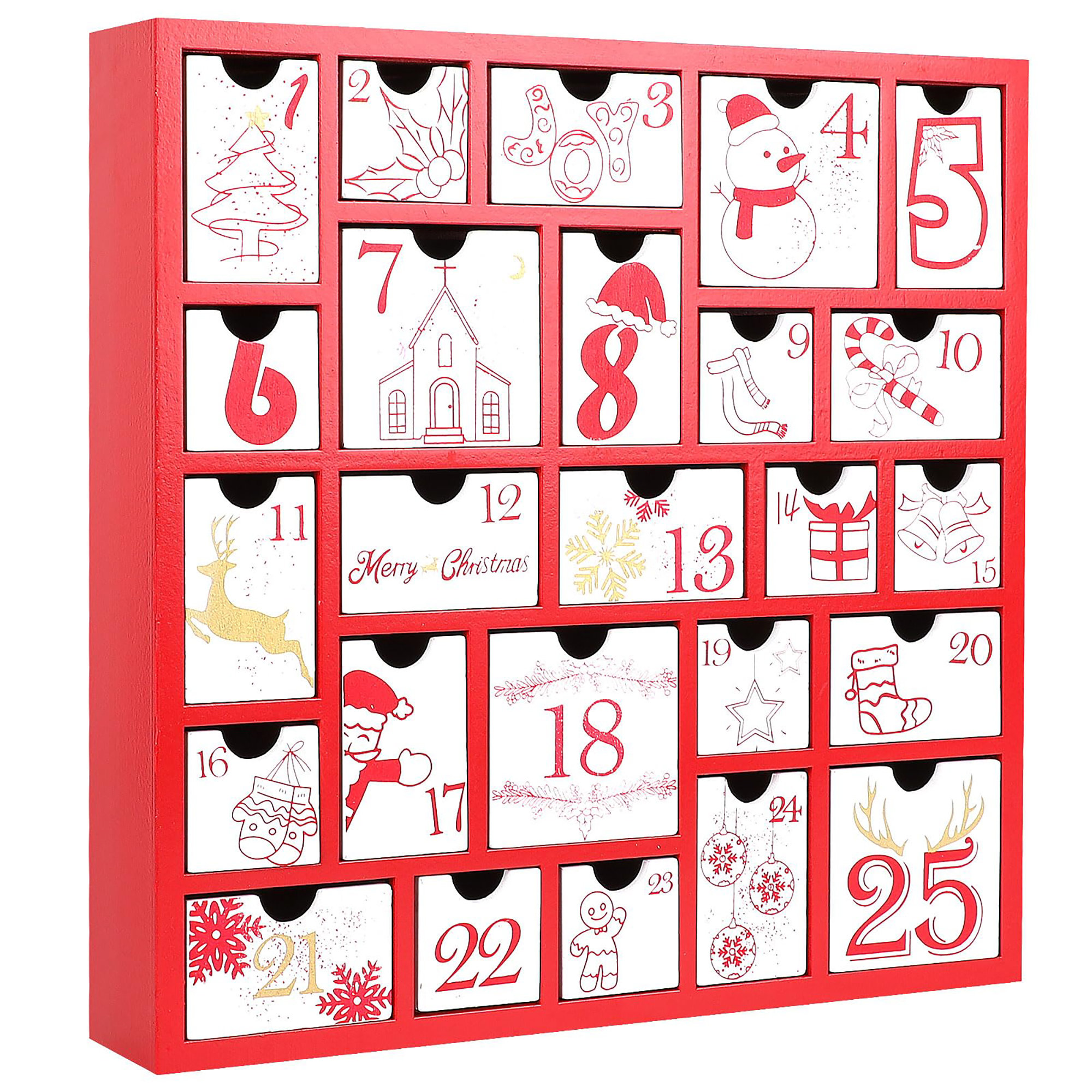 One Allium Way® Wooden Advent Calendar with 25 Large Drawers, Christmas ...