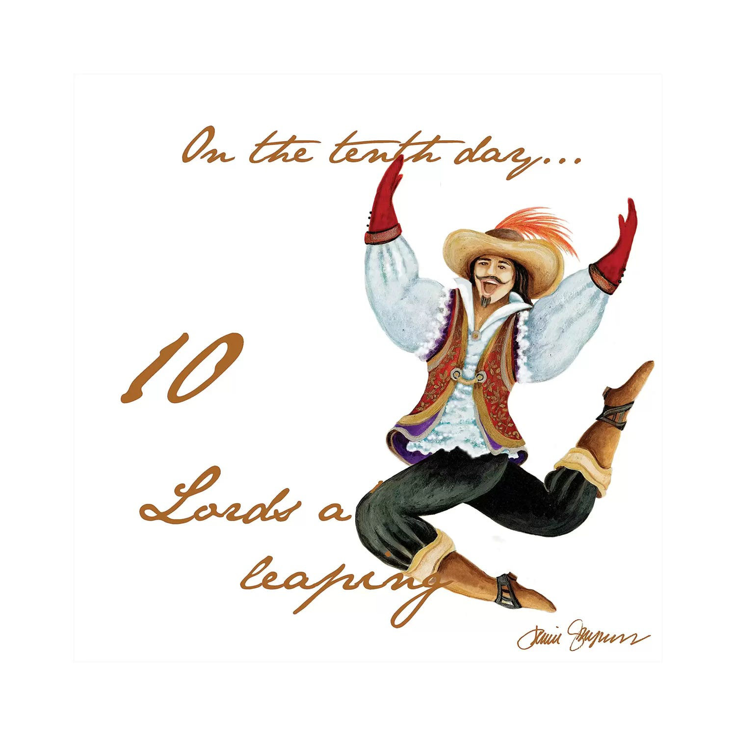 Happy Larry Ten Lords A-Leaping by Janice Gaynor - Wrapped Canvas ...