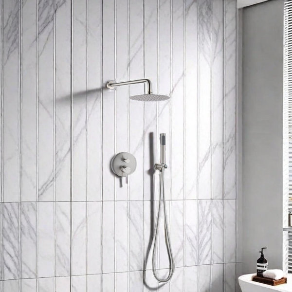 Livaca Wall Mounted Round Shower Combo Setwith Pressure Balancing Valve ...