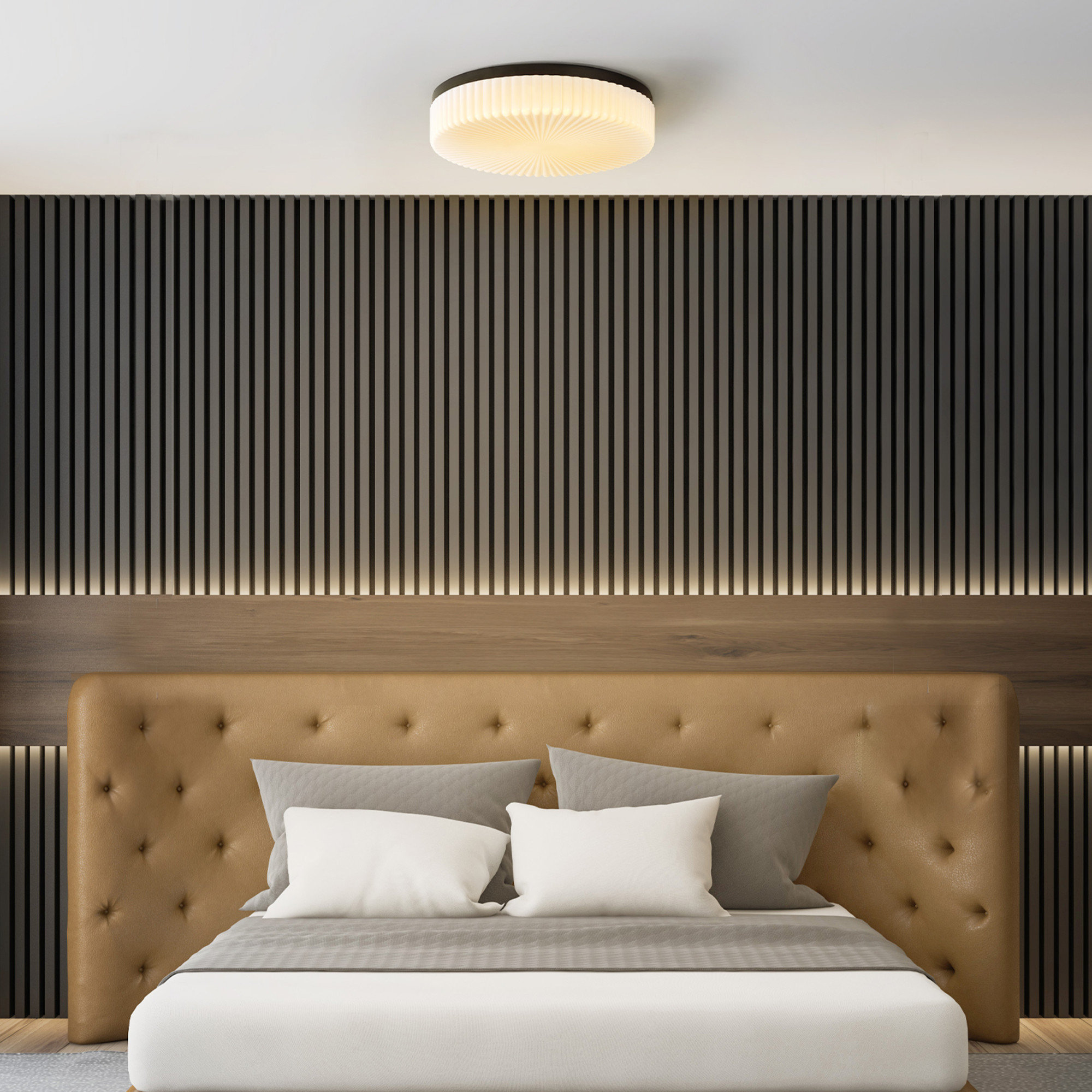 Ebern Designs 35W LED Integrated Flush Mount Ceiling Light, Matte Black ...