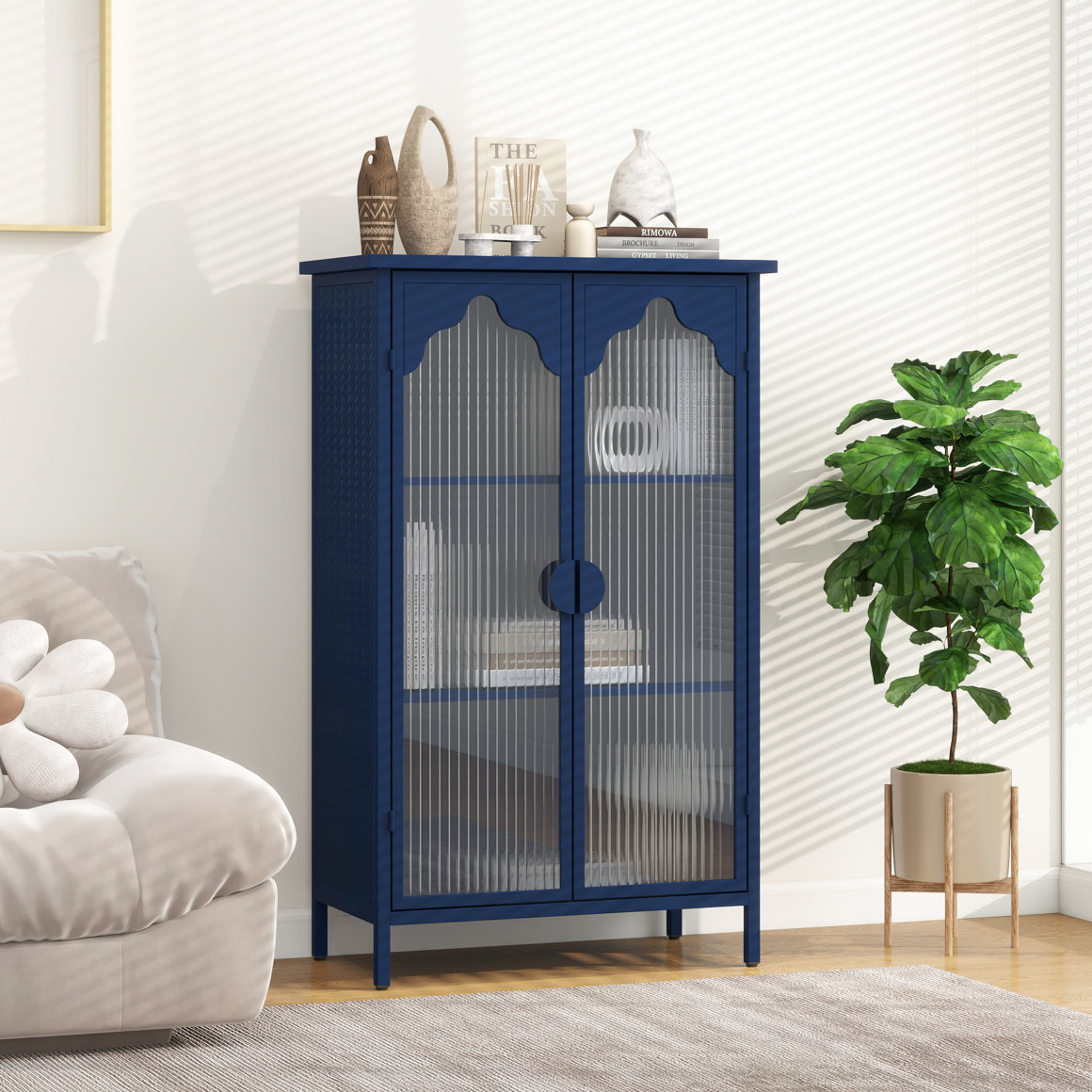 17 Stories 2 Doors Metal Storage Cabinet,Display Cabinet With Glass ...