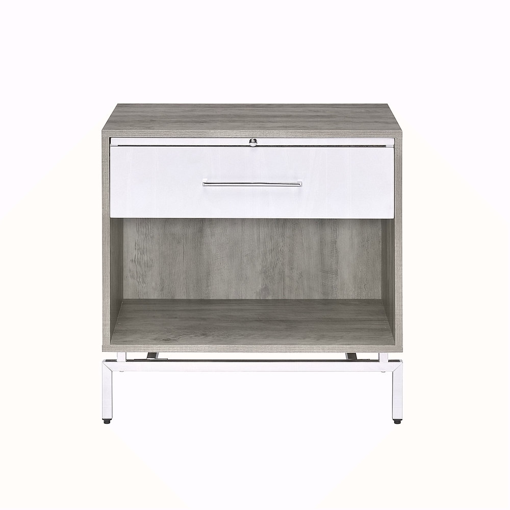 Mercer41 1 Drawer Nightstand With Open Shelf, Weathered Gray Oak And ...