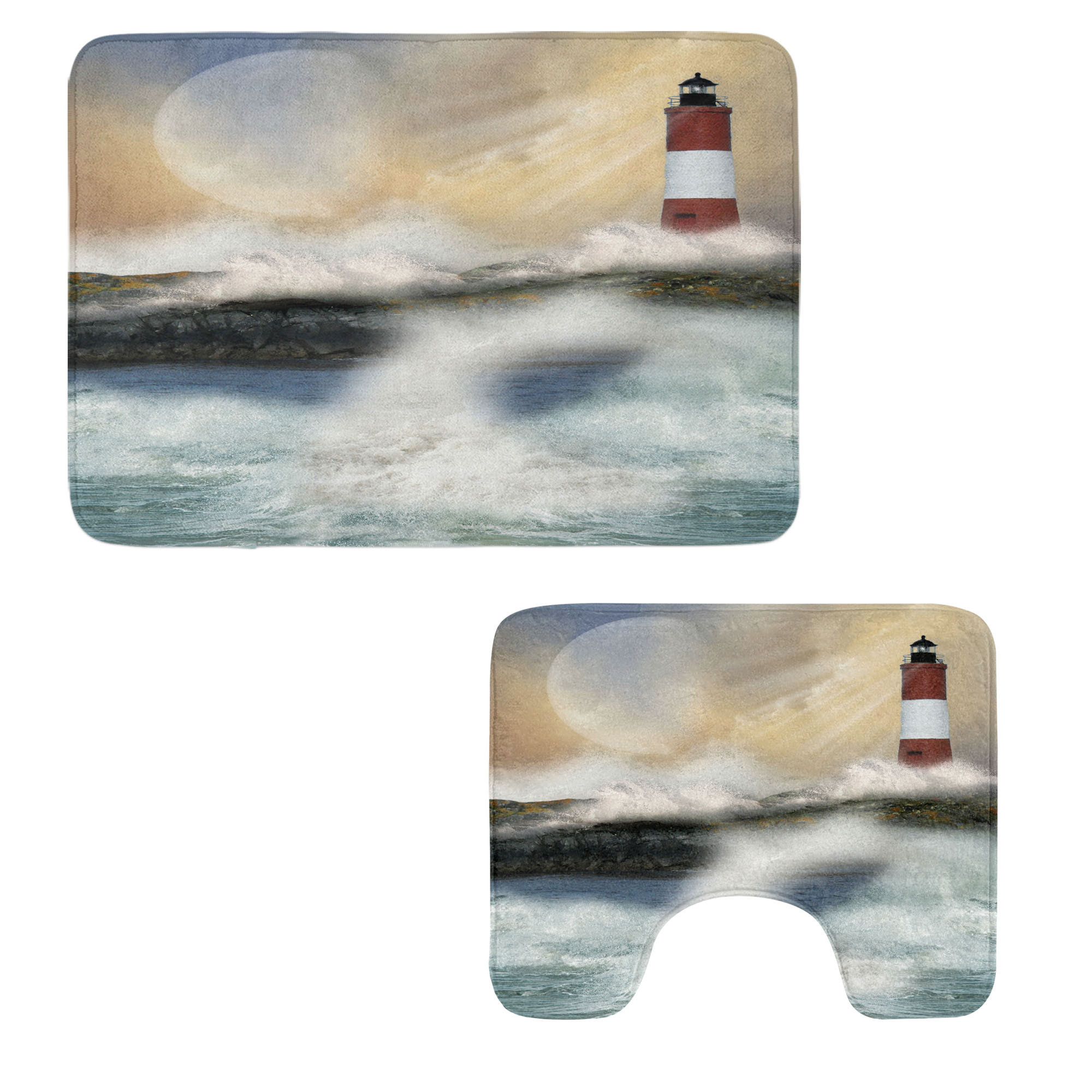 East Urban Home Lighthouse Bathroom Rug Set 2 Pieces Rectangle ...