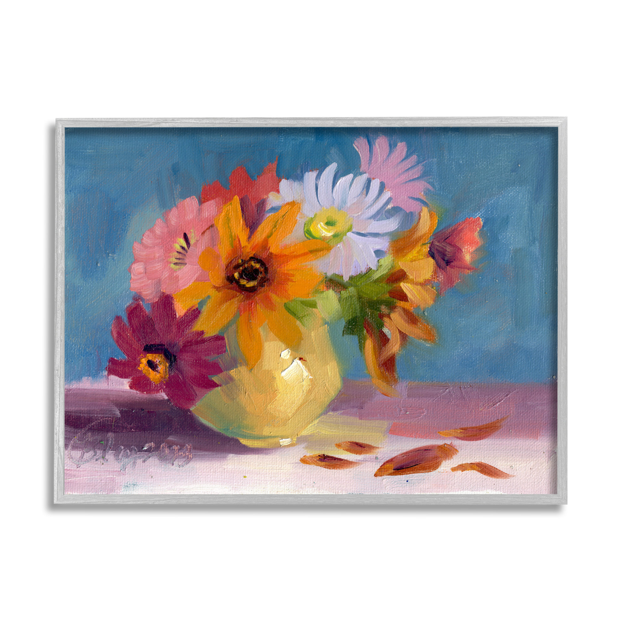 Stupell Industries Vivid Mums Painting Framed Giclee Art by Bley Hack ...