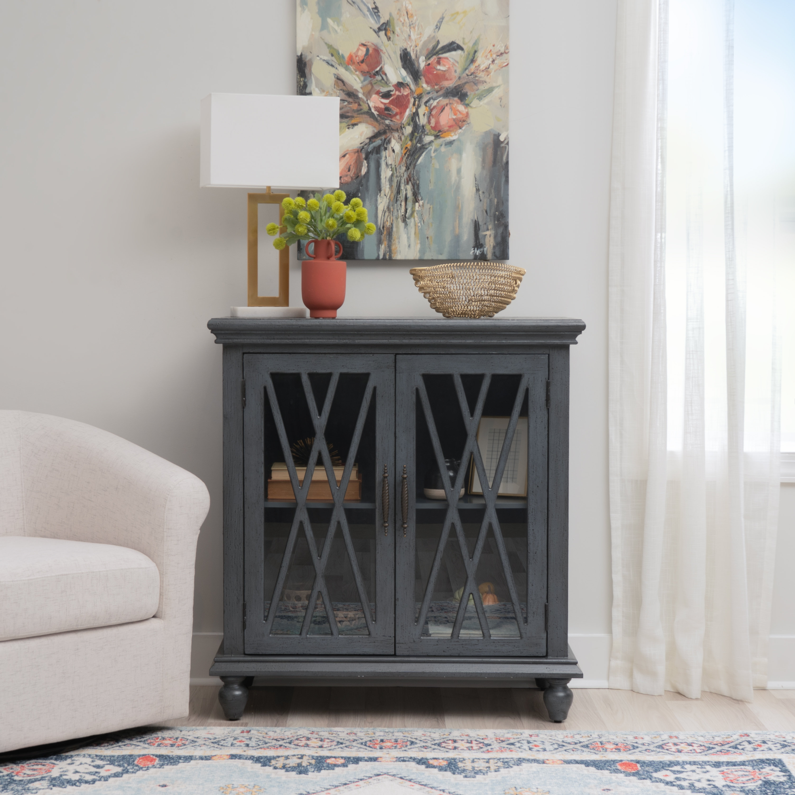Red Barrel Studio® Luvert 2 Door Cabinet Grey | Wayfair