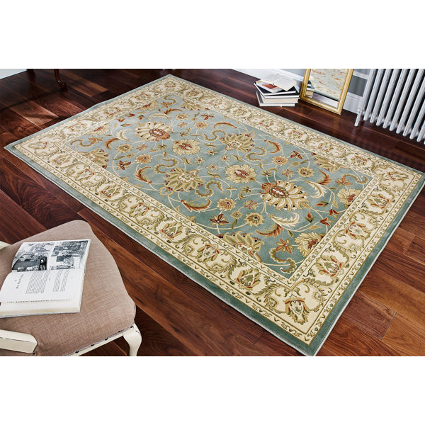 Three Posts Boulder Brook Oriental Machine Woven Duck Egg/Blue Area Rug ...