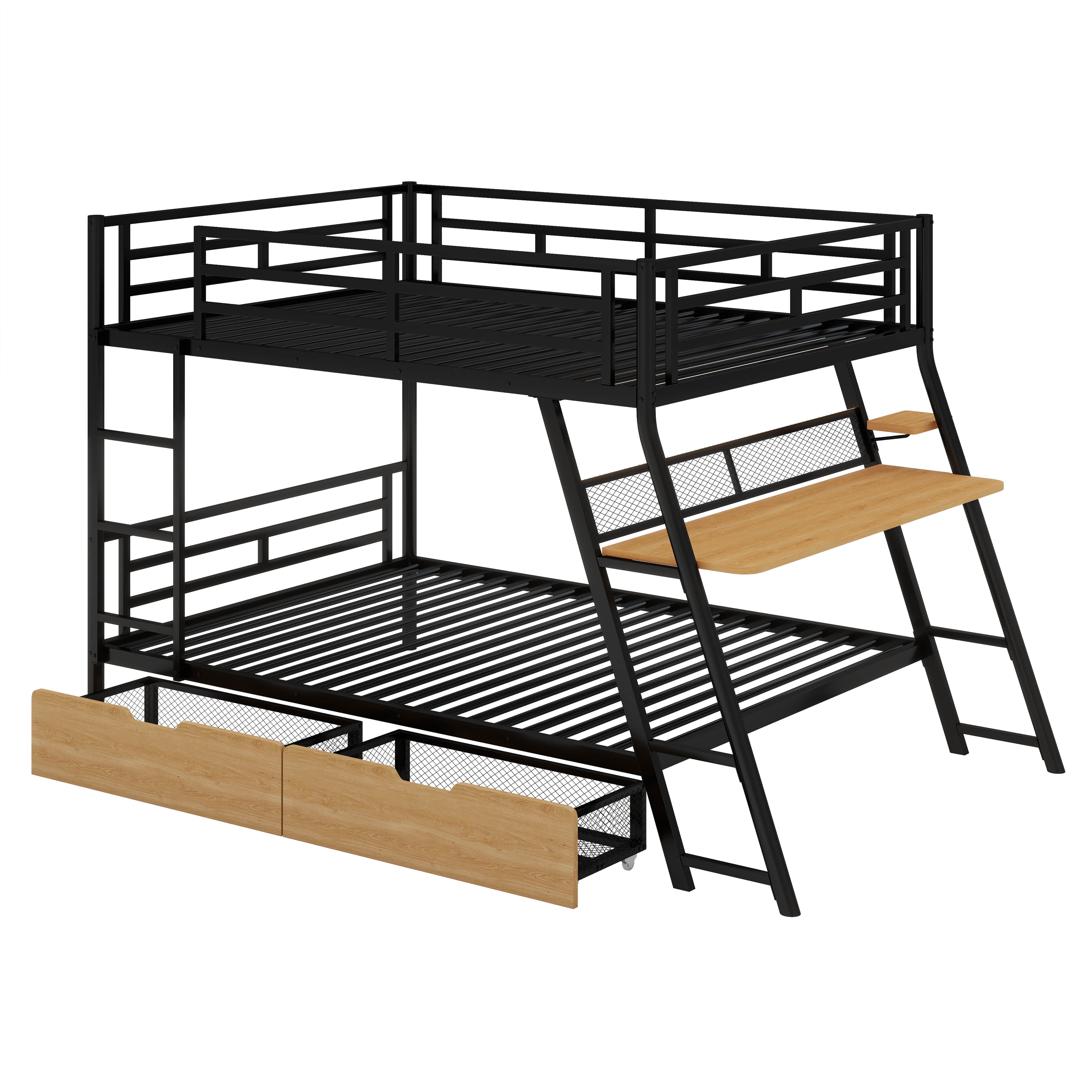 Mason & Marbles Ceti Full Size Metal Bunk Bed With Built-In Desk, Light ...