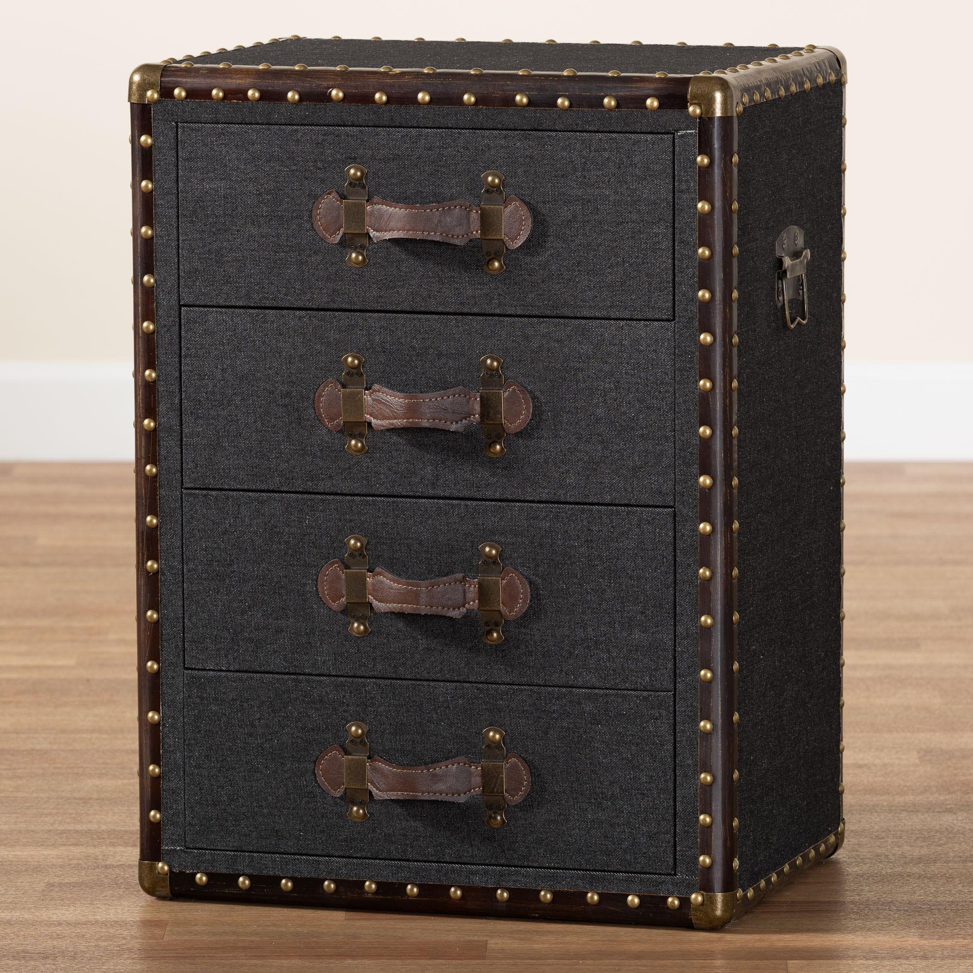 Williston Forge Baxton Studio Jaelyn Vintage Coffee Canvas 4-Drawer End ...