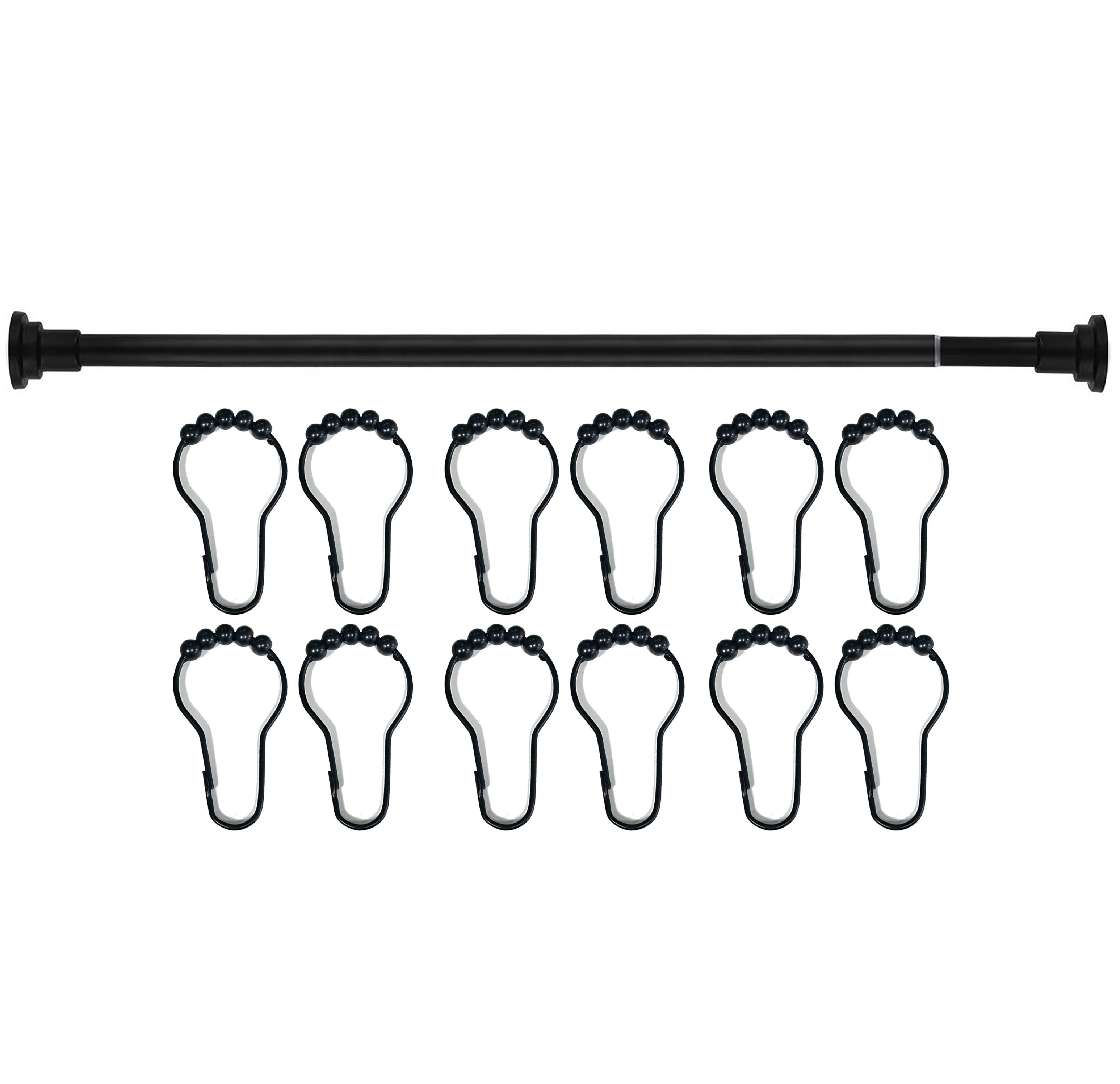 Rebrilliant 42"-72" Matte Black Regent Metal Shower Curtain Tension Rod ...