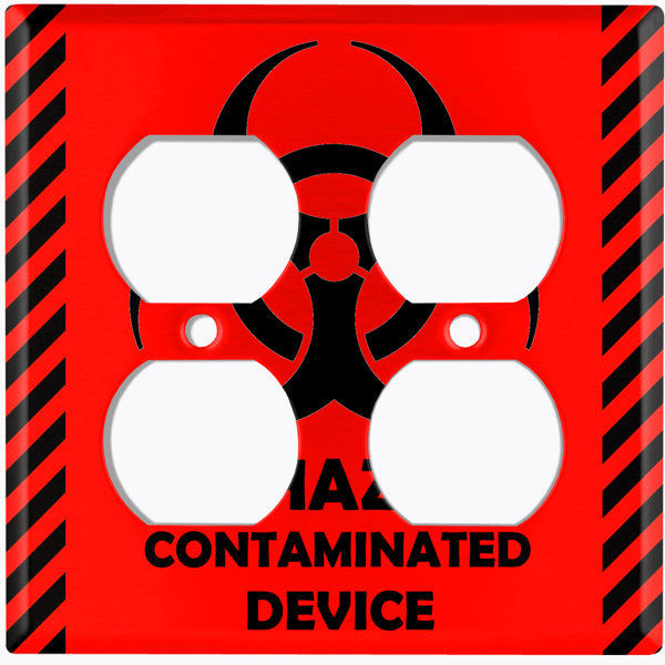 WorldAcc Metal Light Switch Plate Outlet Cover (Red Bio Hazard Sign ...