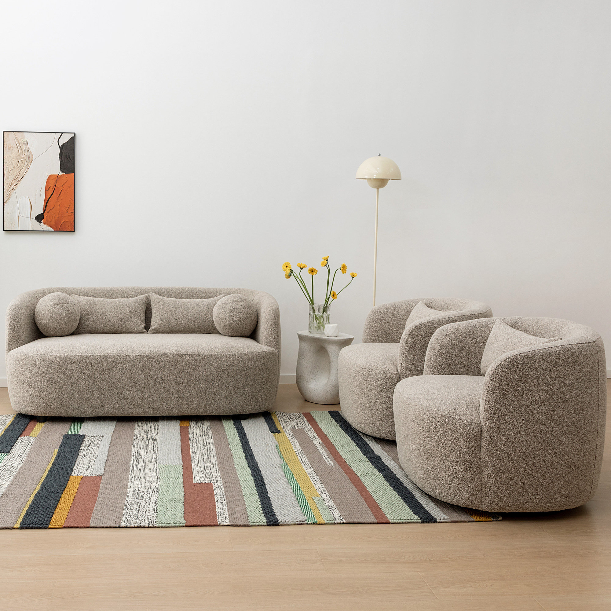 Wade Logan Cherity 3 - Piece Boucle Living Room Set - Wayfair Canada