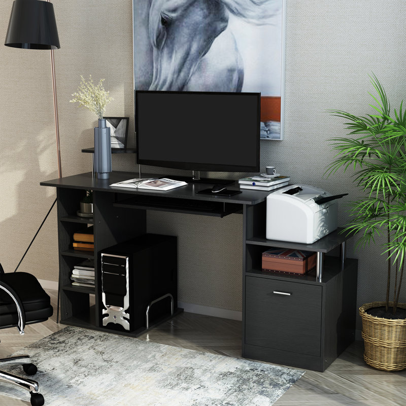 Latitude Run® Catron Black Wooden Grain Computer Desk & Reviews ...