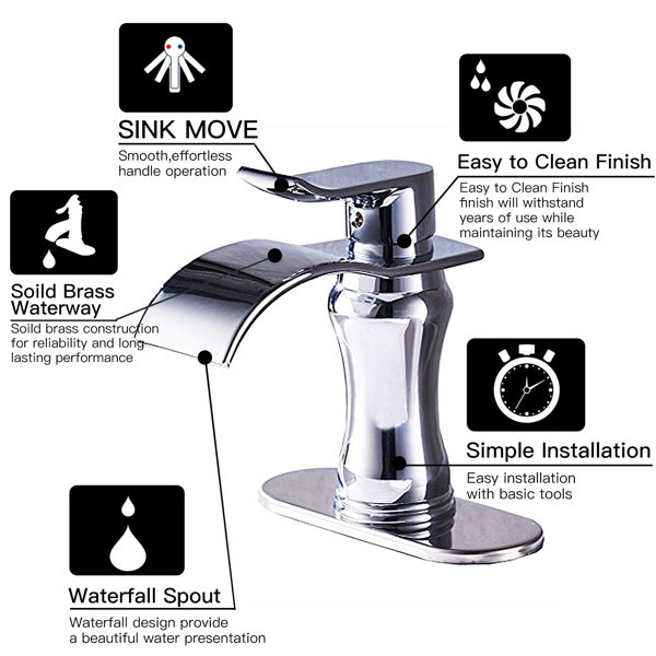 Aquafaucet DFI Single-Hole Single-handle Bathroom Faucet & Reviews ...