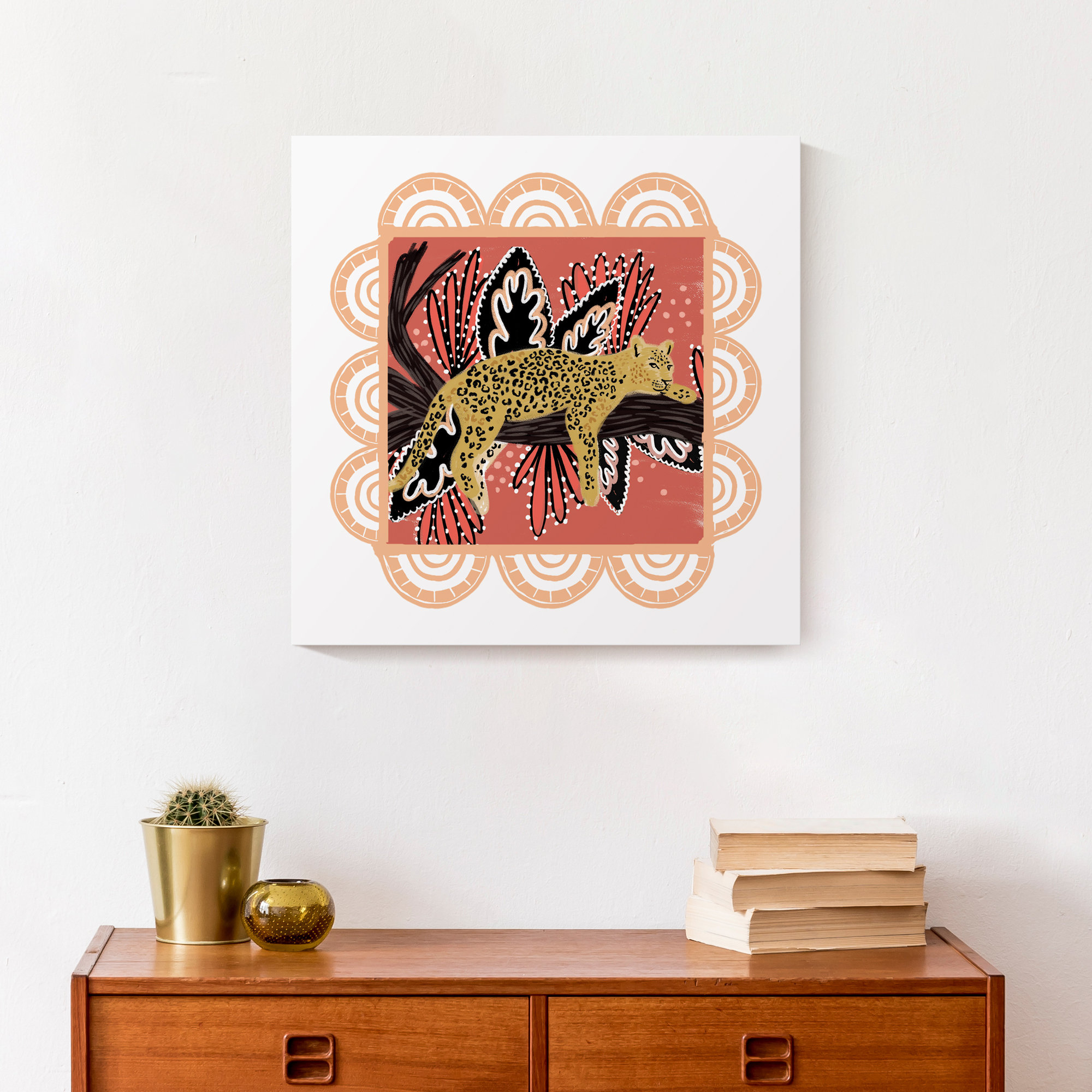 Red Barrel Studio® Funky Leopard with Plants - Wrapped Canvas Graphic ...