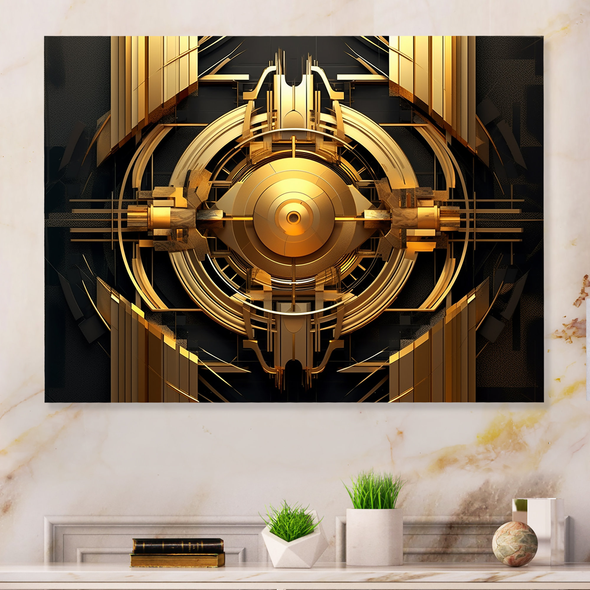 Red Barrel Studio® " Sharp Gold And Black Geometric Wonders I " on ...