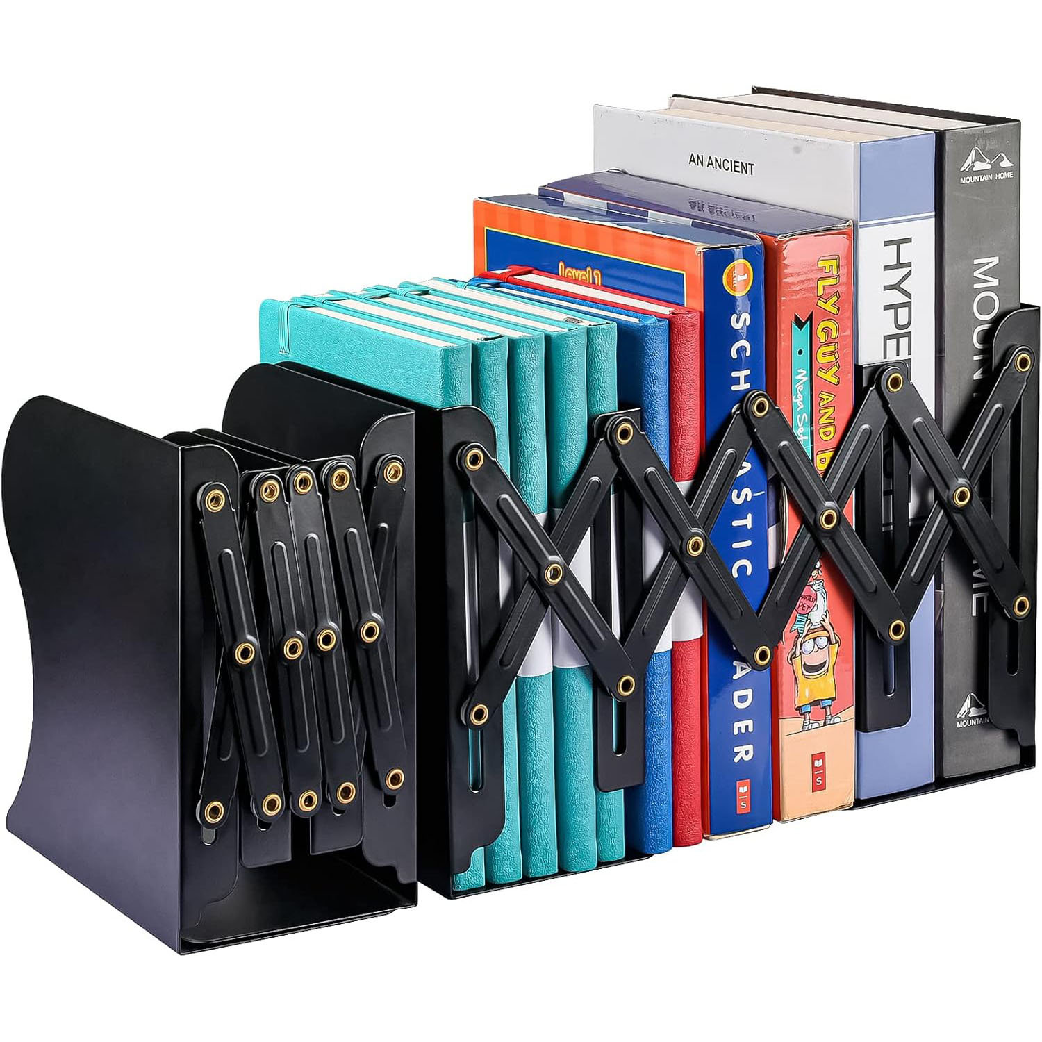 TIFONE Adjustable Metal Bookends (Set of 2) – Extendable to 19", Non ...