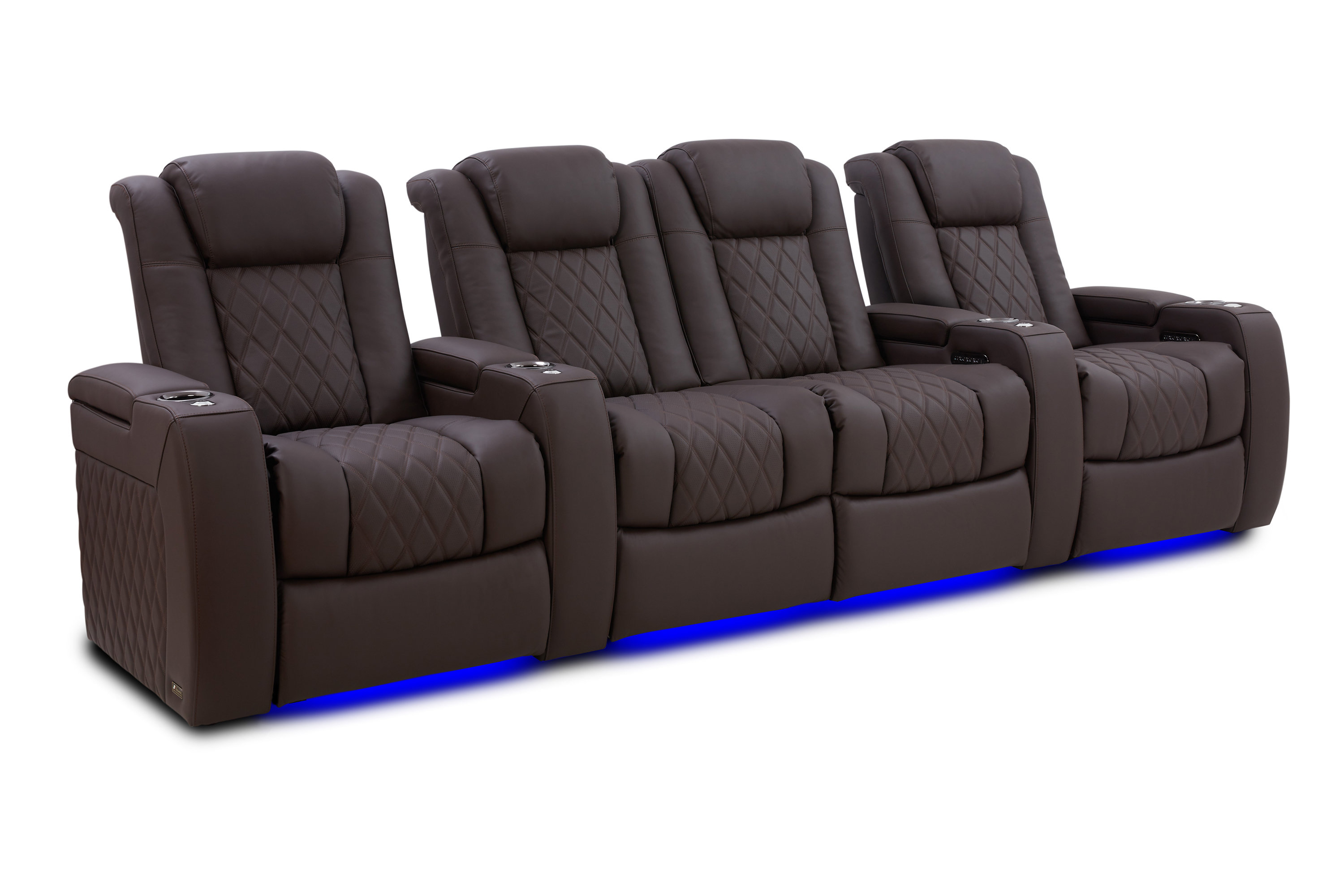 Valencia Theater Seating 123" Wide Genuine Leather Home Theater Seating ...