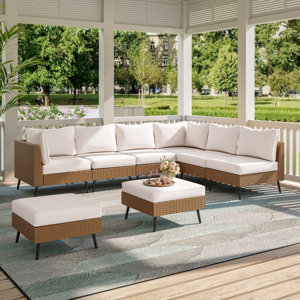 George Oliver Greysun 8 Piece Wicker Sectional Seating Group with ...