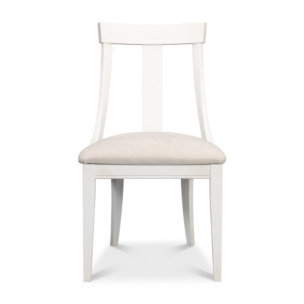 Sarreid Ltd Deco Fabric Slat Back Side Chair in Cortina White/Taupe ...