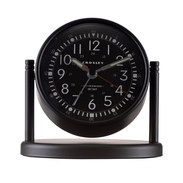 Crosley Analog Metal Quartz Alarm Tabletop Clock in Black | Wayfair
