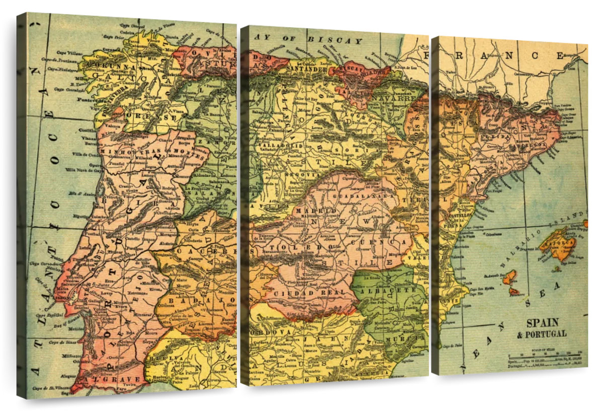 Williston Forge Spain And Portugal Map | Wayfair