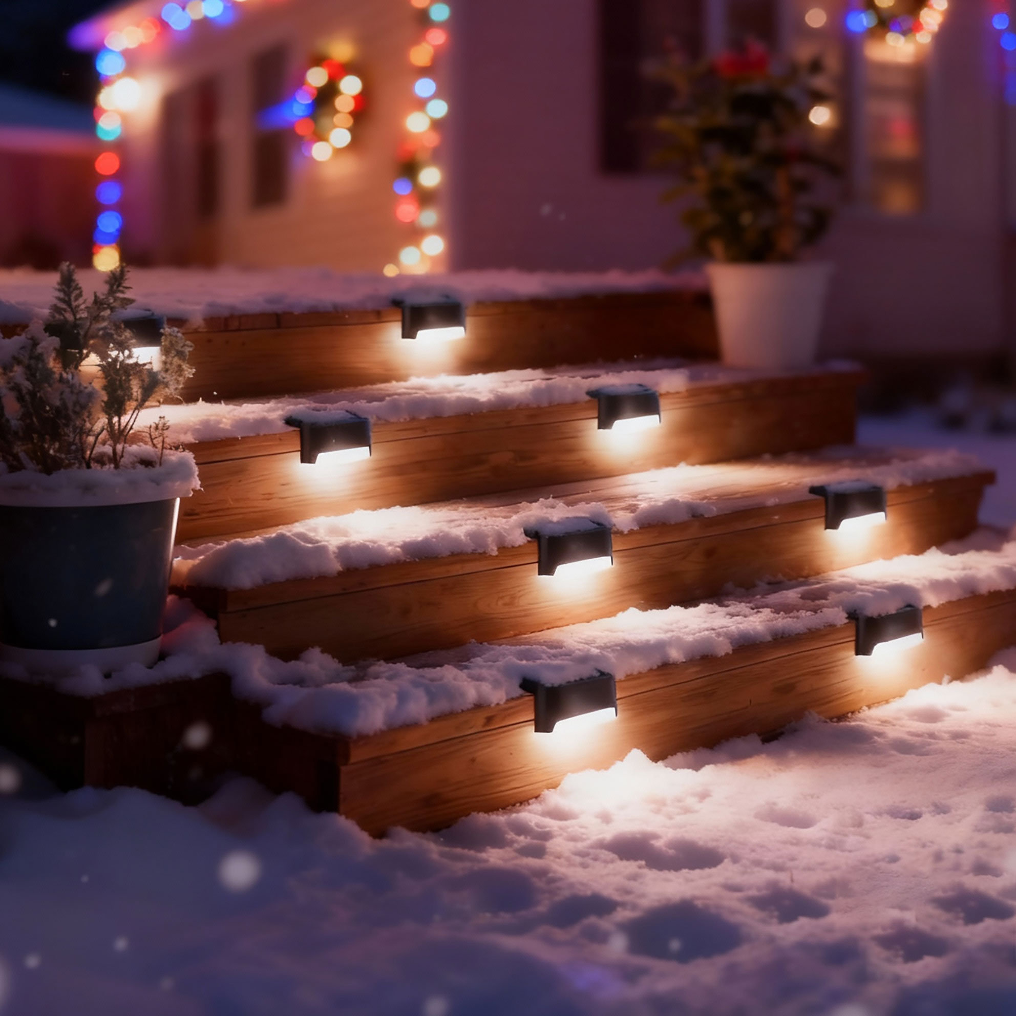 Aptoco Solar Powered Integrated LED Deck Light Pack Outdoor Waterproof ...