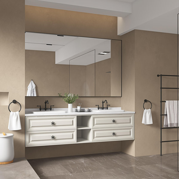 CRS APPLIANCES, Extra Large Rectangular Black Frame Wall Mount Bathroom ...