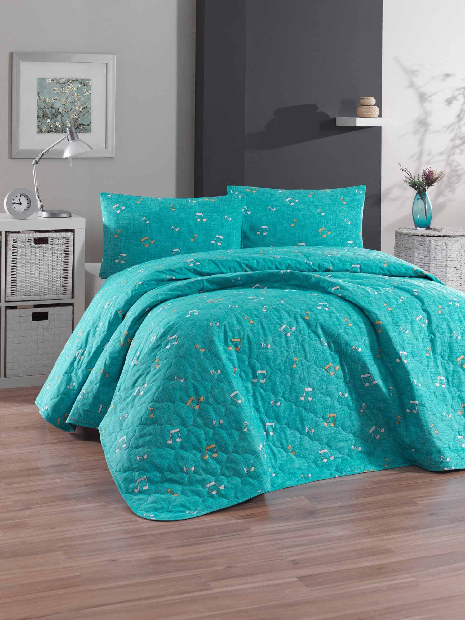 Asir Group INC Murphy Teal 100% Cotton 3 Piece Coverlet / Bedspread Set ...