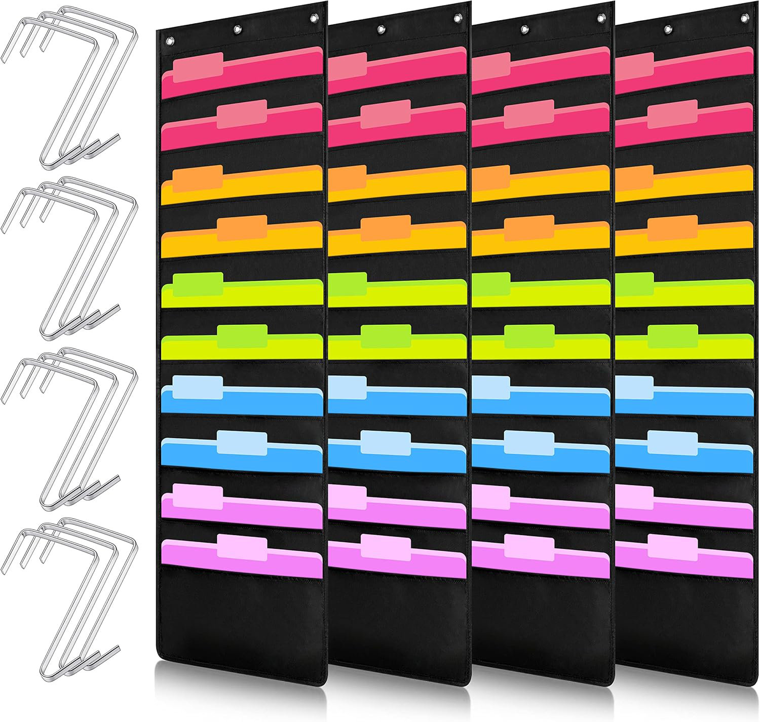 17 Stories 4 Pack Hanging Wall File Organizer, Storage Pocket Chart ...