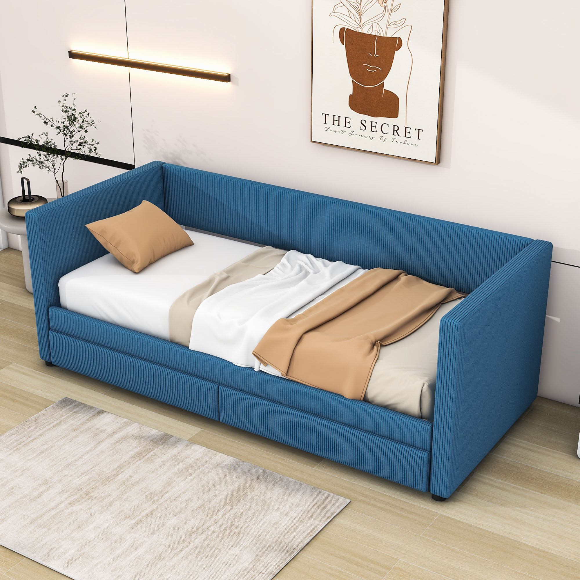 Latitude Run® Hudnell Twin Size Corduroy Upholstered Daybed With Two ...