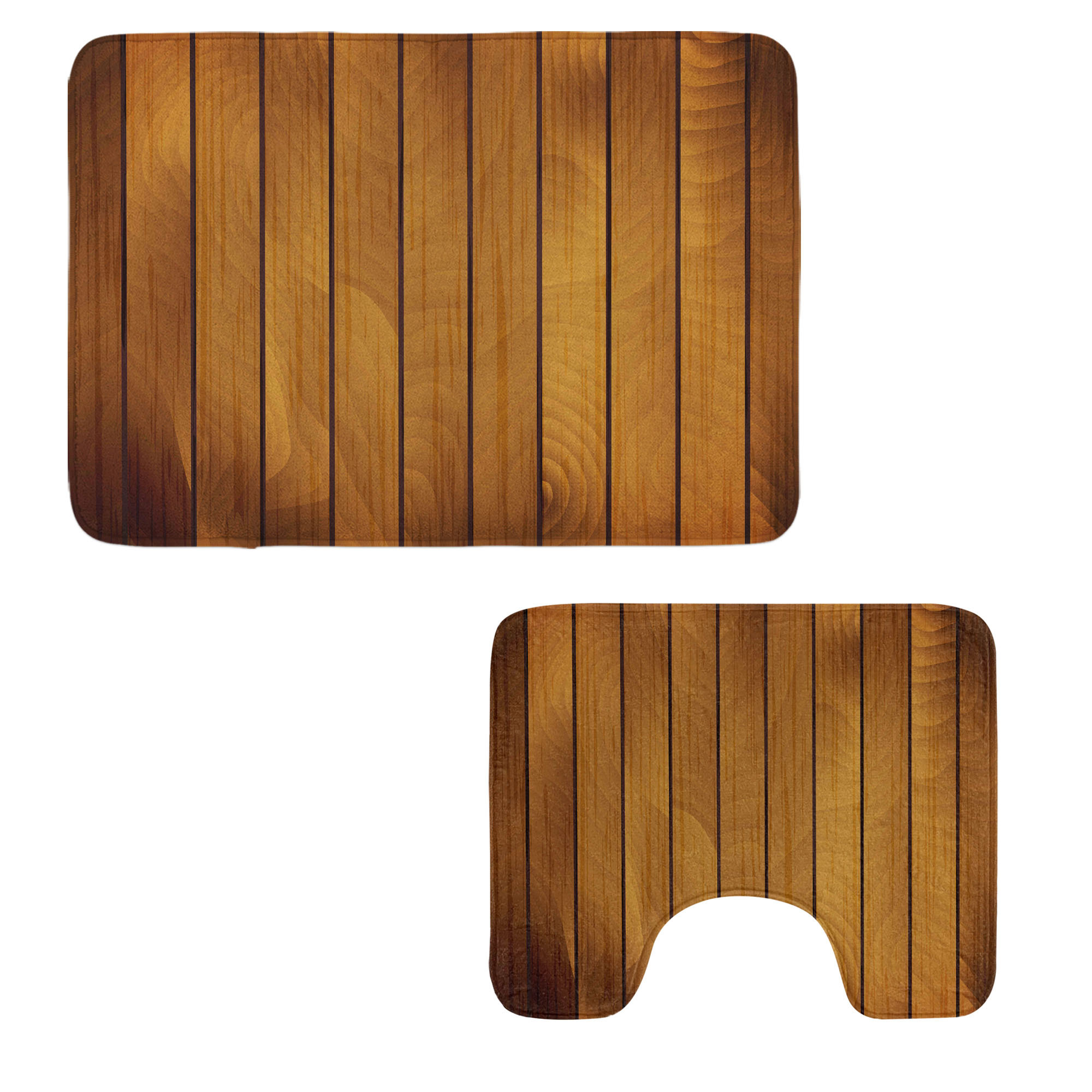 East Urban Home Brown Bathroom Rug Set 2 Pieces Rectangle & Contour ...