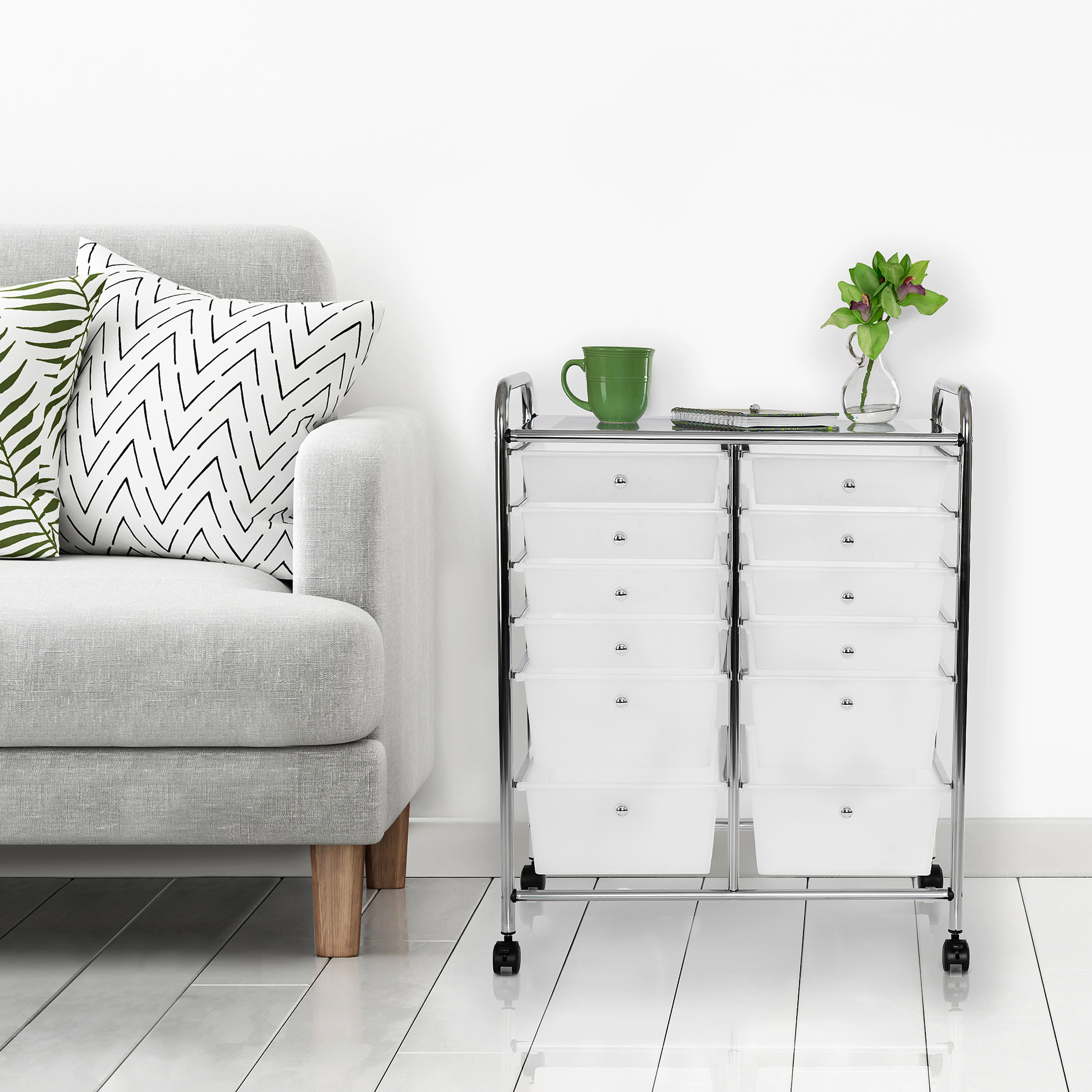 Seville Classics 12 Drawer Storage Organizer Cart with Wheels & Reviews ...