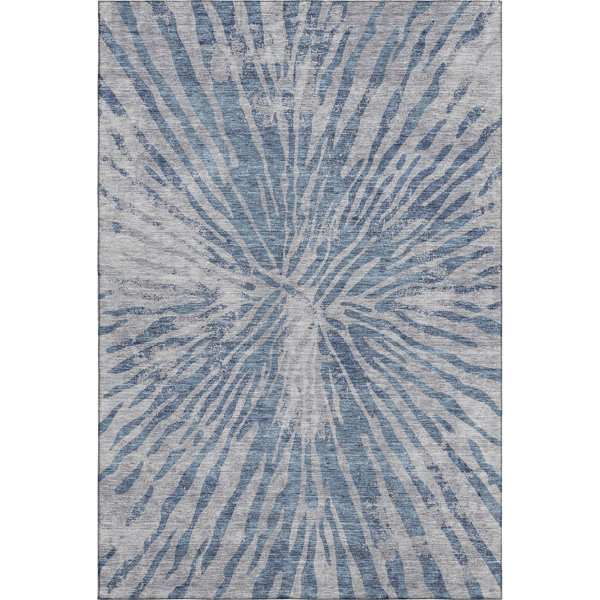 Bungalow Rose Premium Machine Washable Prisco Blue Rug | Wayfair