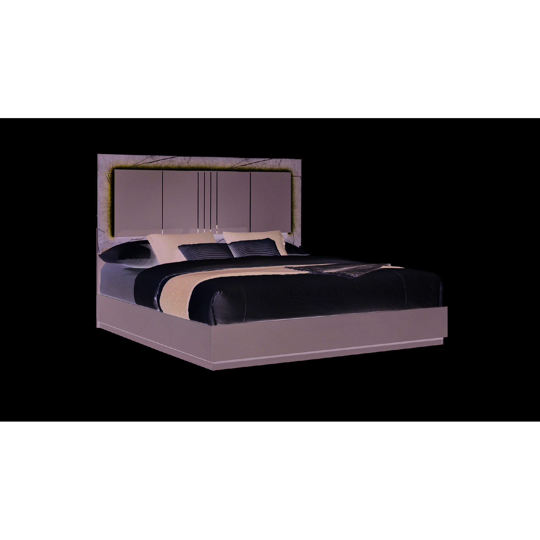 Orren Ellis Contemporary Gray Queen Bed With Two - Tone High Gloss ...
