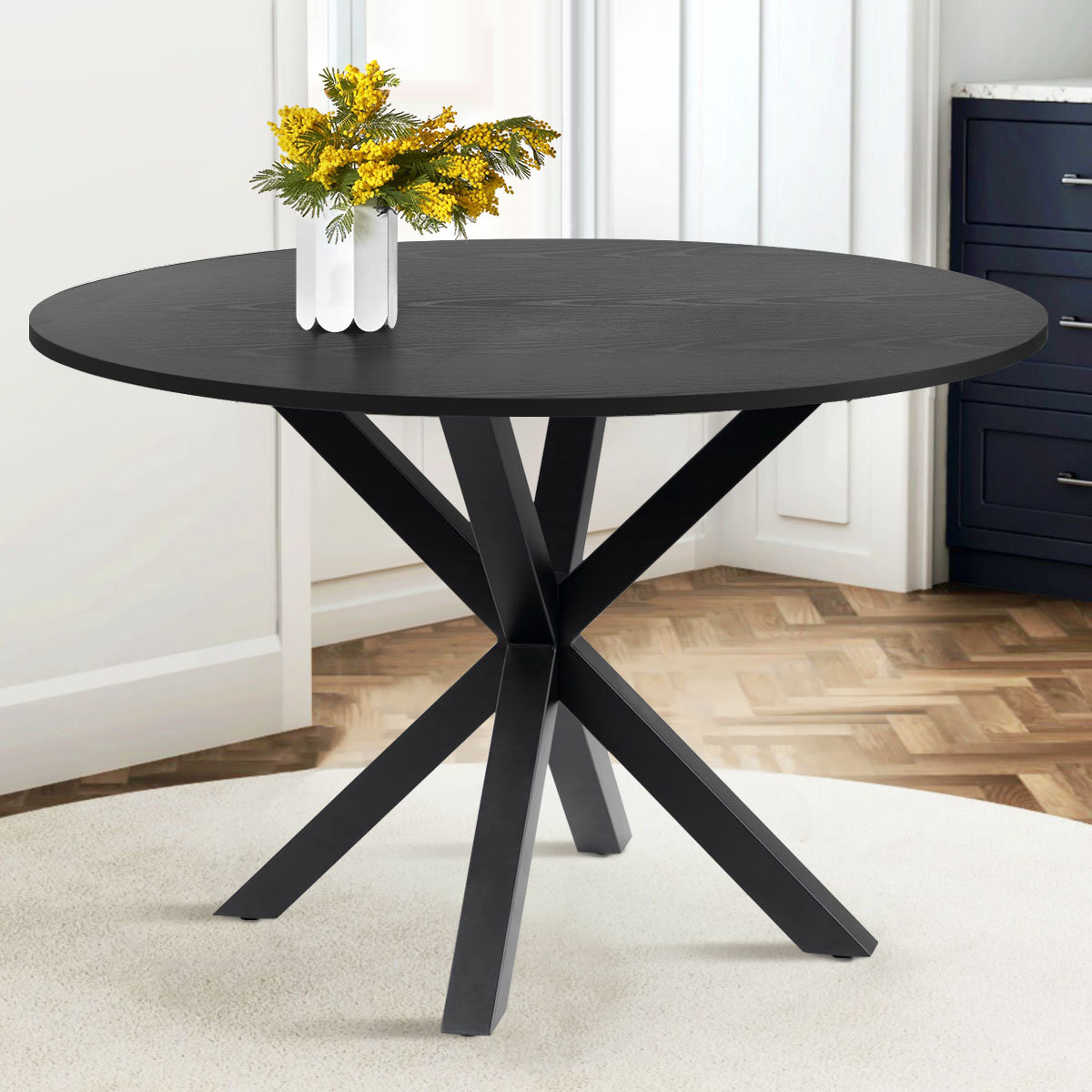 Beachcrest Home™ 39.4" Round Wood Desktop Pedestal Dining Table With ...