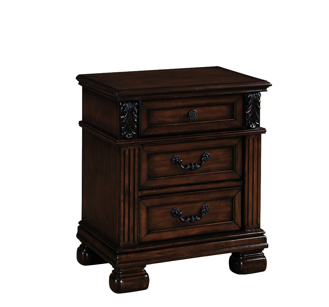 Bloomsbury Market Devonte 3 Drawer Solid Wood Nightstand in Dark Walnut | Wayfair