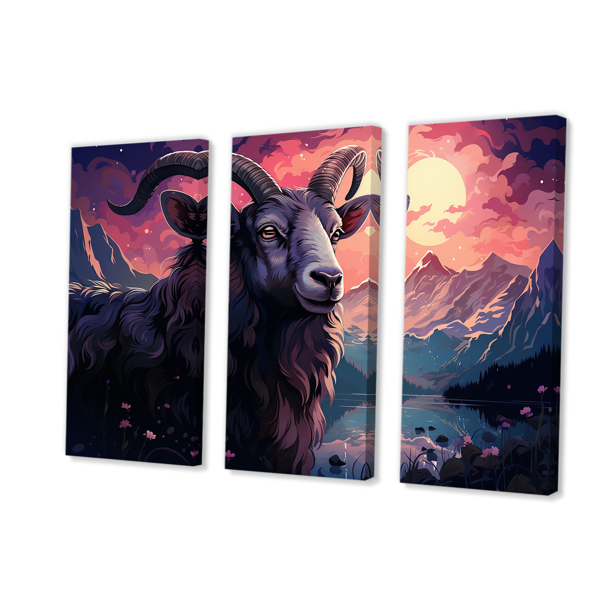Loon Peak® Buck Goat Twilight Trek 1 - Goat Animal Wall Art | Wayfair